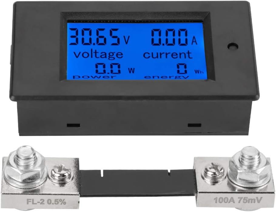 Amazon.com: Voltage Current Meter DC 6.5-100V Digital LCD Display Electric Power Energy Meter ...