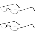 Amazon.com: KoKoBin Half Reading Glasses - 2 Pairs Half Rim Metal Frame Glasses Spring Hinge ...