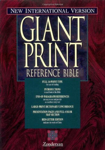 NIV Holy Bible Giant Print Reference Edition, Burgundy Leather-Look ...