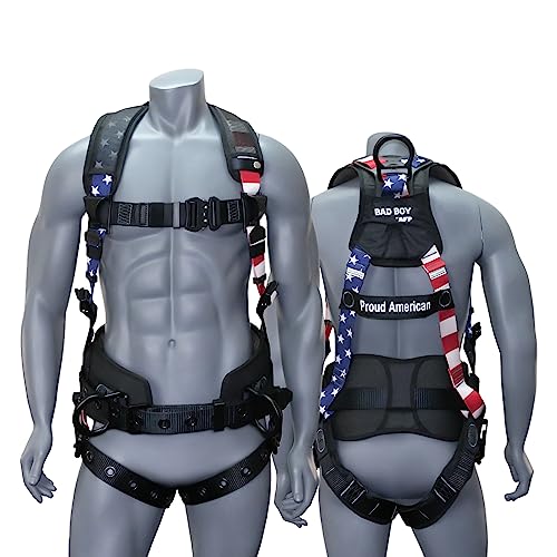 AFP Fall Protection Premium Black Safety Harness w/Hi-Viz Lime Stitches ...