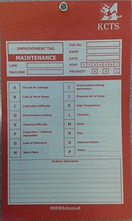TPM Autonomous Maintenance Improvement Tag - 50 - Red - Maintenance ...