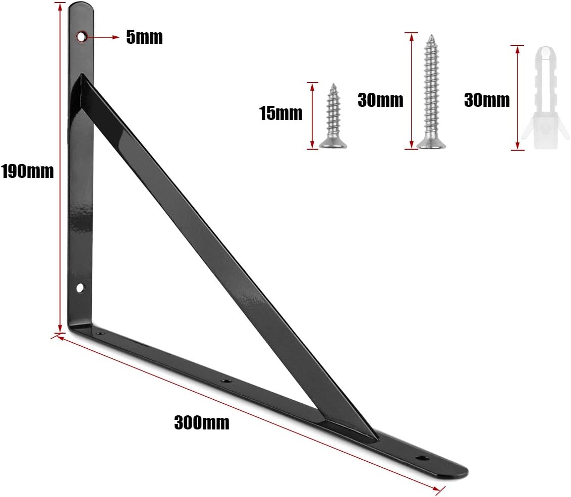STARVAST 4 Pcs Heavy Duty Shelf Brackets, 300 x 190mm Floating Shelves ...