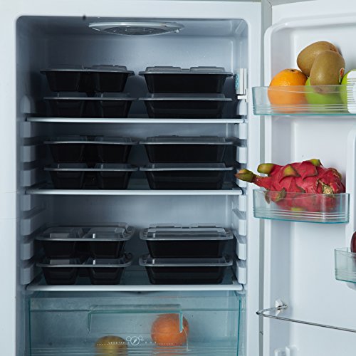 NutriBox [20 Pack 3 Compartment Meal Prep Container with Lids, Durable ...