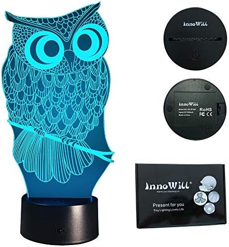 InnoWill Eule LED Lampe Nachtlicht Kinder 7Colors Geschenk Schlafzimmer ...