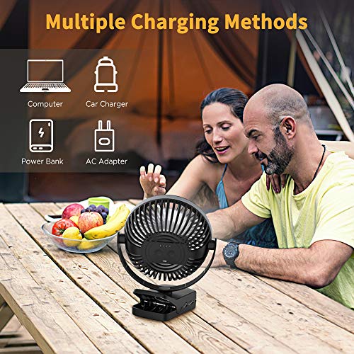 Camping Fan with 28 Pack LED Light, EasyAcc 6700 Battery Clip-On Tent ...