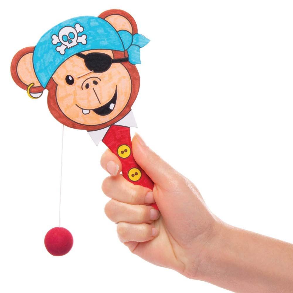 Baker Ross AW612 Pesky Pirates Color in Wooden Paddle Ball and Bat ...