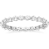 Amazon.com: EAMTI 2mm 925 Sterling Silver Wedding Band Cubic Zirconia ...