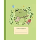 Composition Book: Cute Frog With Mushroom Hat | College Ruled Wide ...