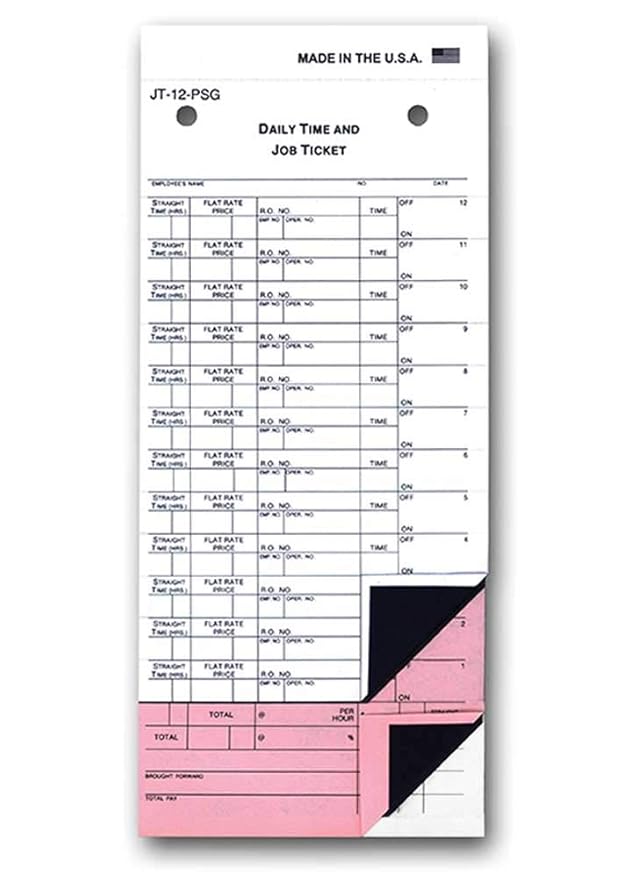 Amazon.com : Daily Time and Job Ticket - 12 Labels per Sheet (3-Part ...