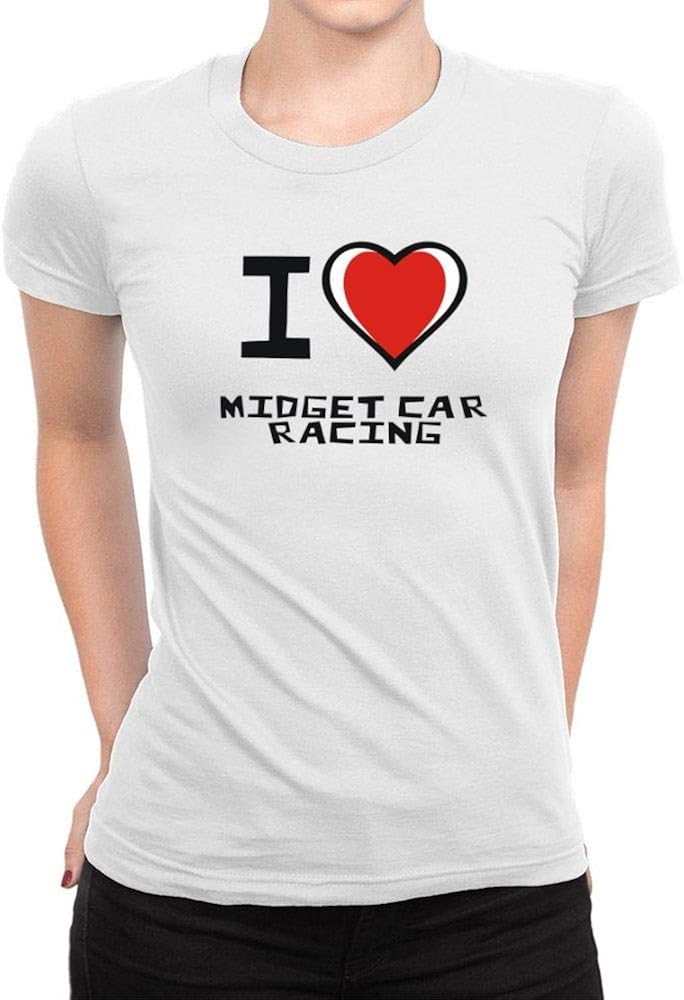 Idakoos I Love Midget Car Racing Bicolor Heart Women T-Shirt: Amazon.co ...