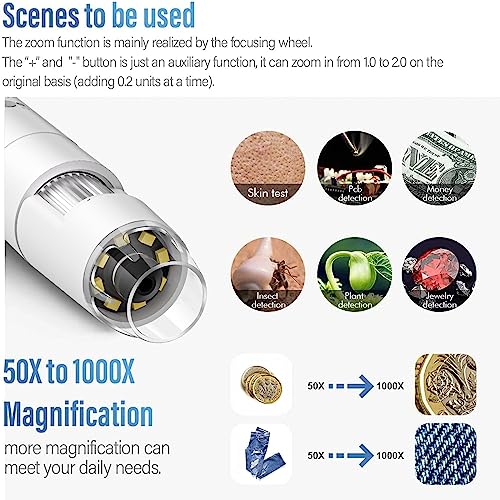 Wireless Digital Microscope, Skybasic 50X-1000X Magnification WiFi ...
