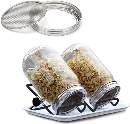 Beauenty Mason Jar Sprouting Kit-2pack 32oz Complete Wide Mouth Mason ...