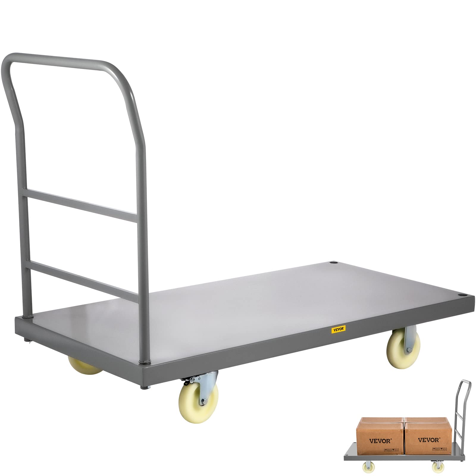 VEVOR Heavy-Duty Platform Truck, 2000 LBS Steel Flatbed Cart, 47" L x ...