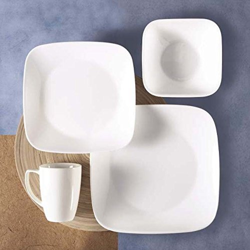 Corelle Square 32-Piece Dinnerware Set, Pure White, Service for 8