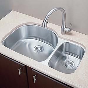 Amazon.com: 31.88" x 17.75" Shallow D-Shape Double Undermount Kitchen ...