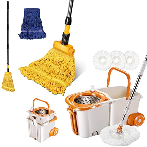 Masthome Mop and Bucket with Wringer Set & Commercial Loop-End String ...