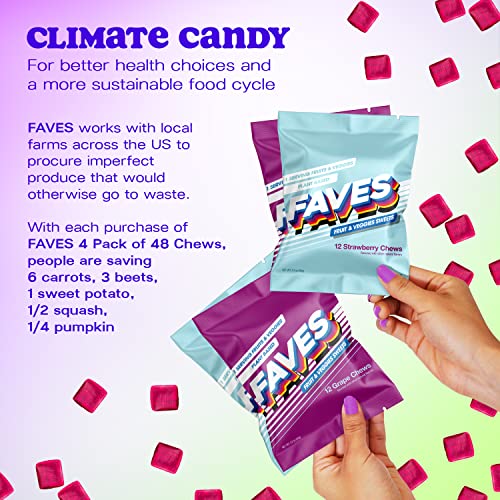 FAVES Strawberry & Grape Chewy Candy Variety Pack (4 Pack) Low Sugar ...