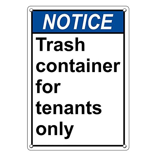 Weatherproof Plastic Vertical ANSI Notice Trash Container for Tenants ...