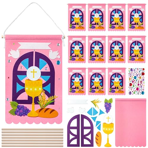 WATINC First Communion Banner Kit - 12 Set Holy 1st Communion Felt ...