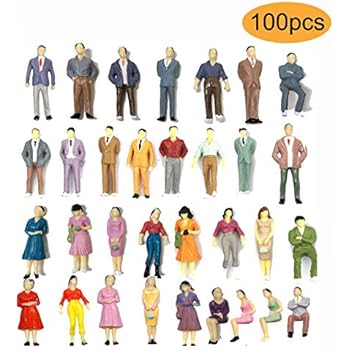 Amazon.com: 100PCs Tiny People Figures, Gdaya 1:50 Scale Model Train ...