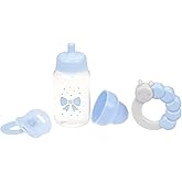 Amazon.com: JC Toys Pink Baby Doll Bottle, Rattle & Pacifier Set for ...