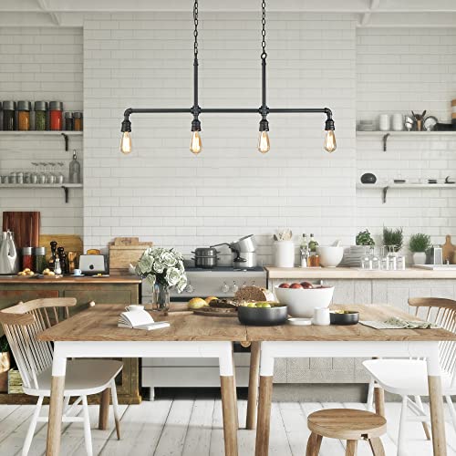 LOG BARN Pendant Lighting for Kitchen Island, 4-Light Farmhouse ...
