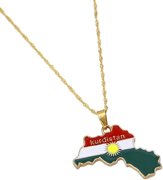 Kurdistan Region Map Pendant Necklaces Chain Kurdish Gold Color ...