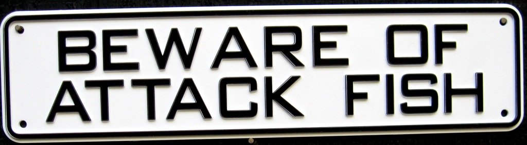 Beware Of Attack Fish Sign: Amazon.co.uk: Pet Supplies