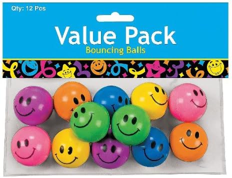 Pack Of 12 Rubber Smiley Face Bouncing Balls: Amazon.co.uk: Kitchen & Home