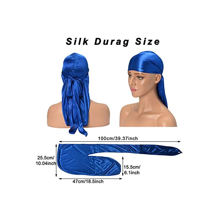 YMHPRIDE 12 Packs Soft Satin Durag Satin Durags for Men and Women Long ...