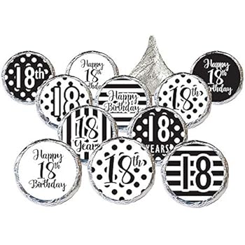 Amazon.com: 18th Birthday Party Favor Stickers - Gold and Black (324 ...