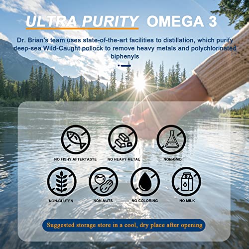 Dr.Brian Omega 3 Fish Oil Supplements, High Absorption rTG Omega 3 Wild Fish Oil 1200mg with Epa ...