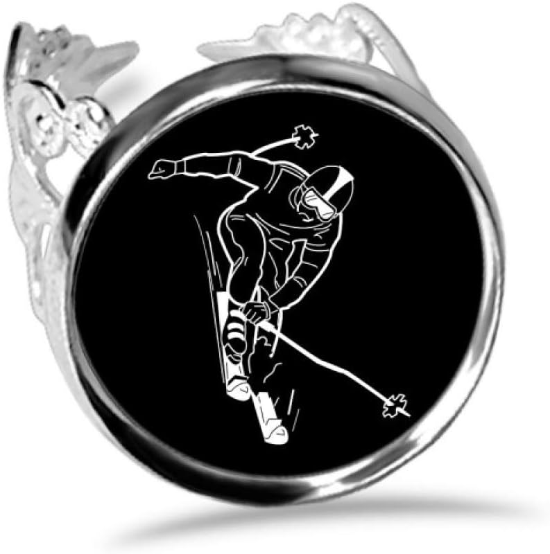 Black Skiing Winter Sport Pattern Ring Adjustable Love Wedding ...