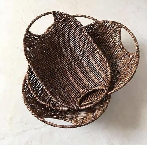 سعر 3 Piece Rattan Wicker Trays Set, Kitchen Storage Baskets Rattan ...