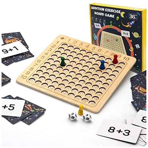 YUEARN Wooden Montessori Addition Board Game, Math Table Board Game ...
