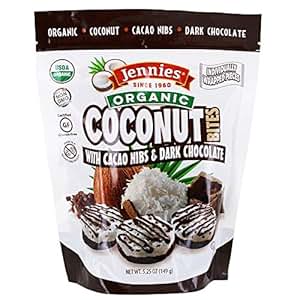 Amazon.com: Jennies Organic Coconut Bites with Cacao Nibs, 5.25oz Glten ...