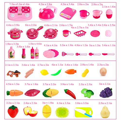 Kimicare 58 Piece Kitchen Cooking Set Girls Boys Fruit Vegetable Tea ...
