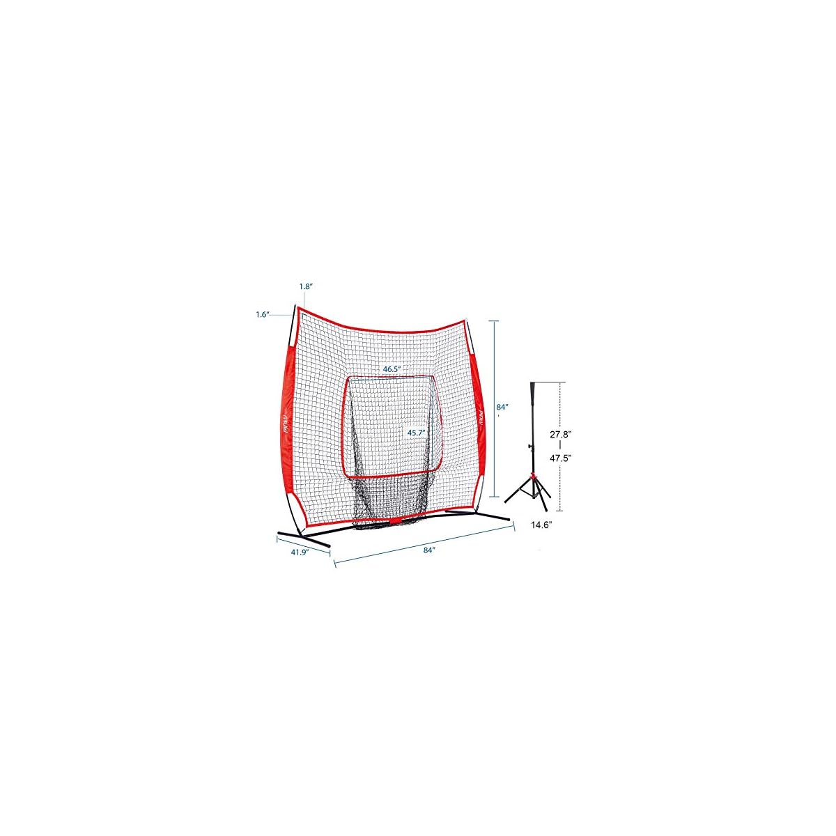 7Ã 7 Baseball Net with Tee Kit, Portable Baseball Net for Hitting and ...