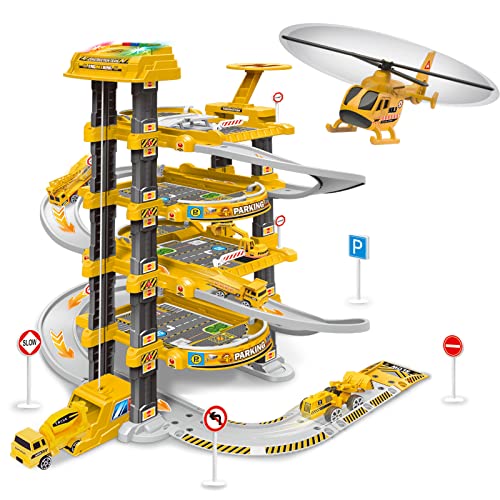 UNIH City Ultimate Garage Playset, Car Garage Toys for Boys with Electric Elevator, Tower Cars ...