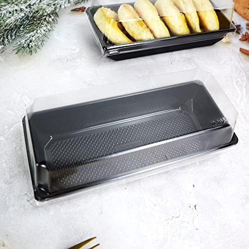 50 sets Sandwich Packaging Box With Clear lids,Black Disposable Plastic ...