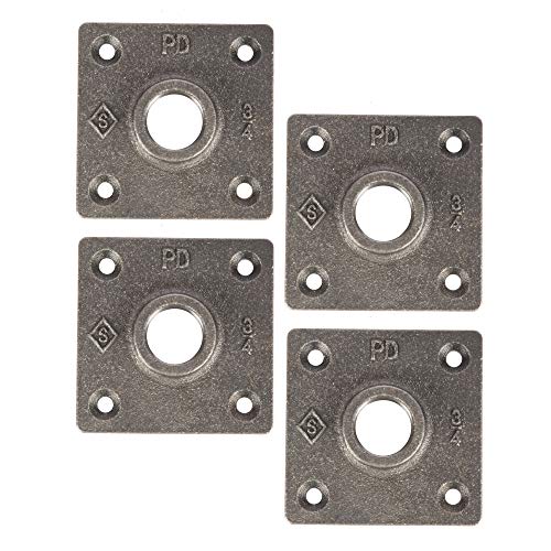 PIPE DÉCOR 3/4" Industrial Flange New Square Design Half Inch Threaded ...