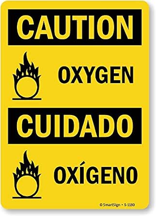 SmartSign Letrero bilingüe "Precaución - Oxigeno" | Aluminio de 7" x 10 ...