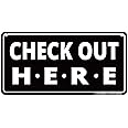 Amazon.com: GEEKBEAR Check Out Here Sign Hanging from Ceiling - 12 x 6 in (Black) : Office Products