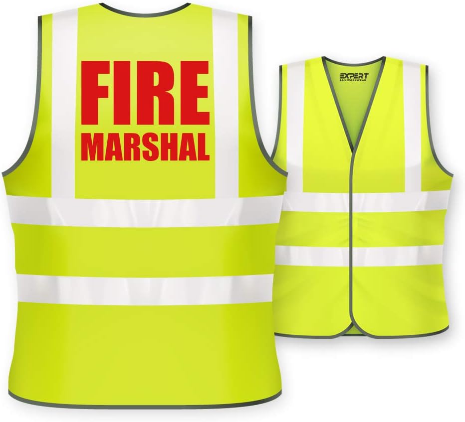 Fire Marshal Vest Hi Vis High Visibility Printed Safety Viz Waistcoat ...