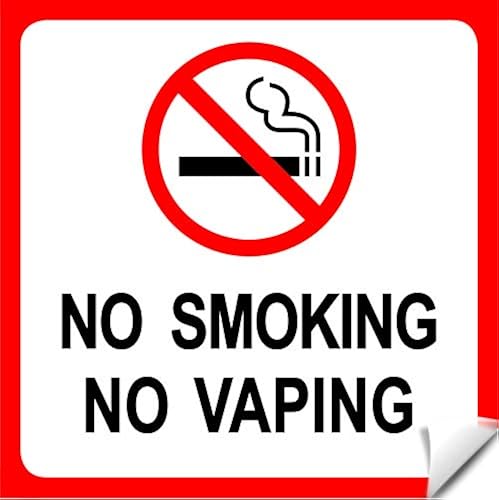 Set of 8 No Smoking No Vaping Sign - Self Adhesive Vinyl Sticker - Stop ...