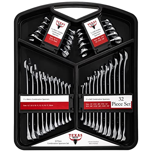 Texas Best Chrome Vanadium Steel Combination Wrench Set | SAE (Inch ...