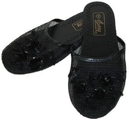 Easy USA Women's Black Chinese Mesh Slippers (7 B(M) US, Black): Amazon ...