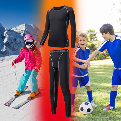 Kids Long Sleeve Base Layer Compression Underwear-Boys Sports Baselayer ...
