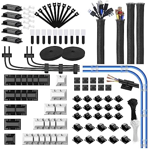 سعر 286PCS Cable Management Kit,With Cable Sleeves,Cable Holders,Zip ...