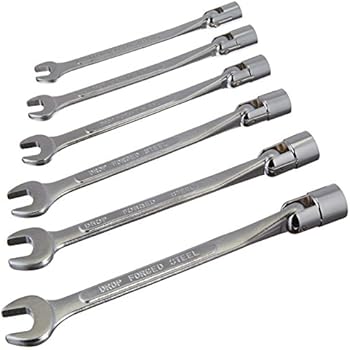 6 PC FLEX SOCKET 6 POINT FLEXIBLE HEAD AND OPEN END METRIC WRENCH SET ...